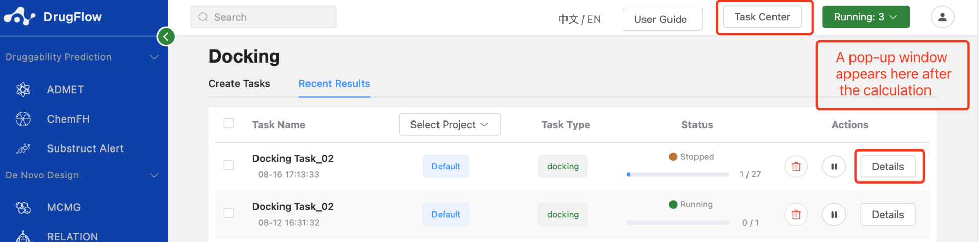 Docking & Rescoring | DrugFlow Docs